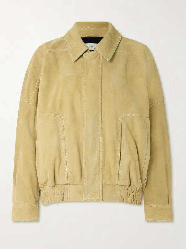 Nour Hammour Dalma Suede Bomber Jacket - Yellow