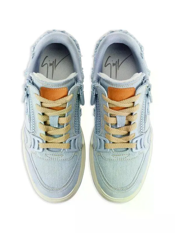 GIUSEPPE ZANOTTI Frayed Zip Low-top Sneakers - Blue