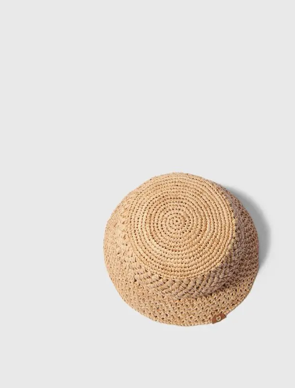 Maje Crochet Raffia Bucket Hat