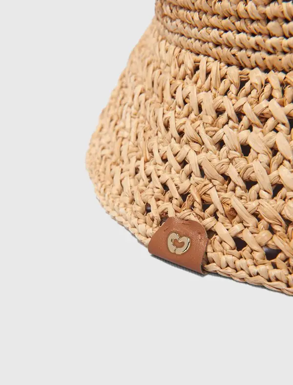 Maje Crochet Raffia Bucket Hat
