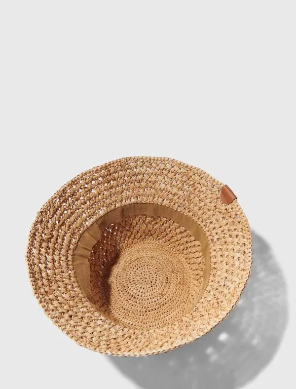 Maje Crochet Raffia Bucket Hat