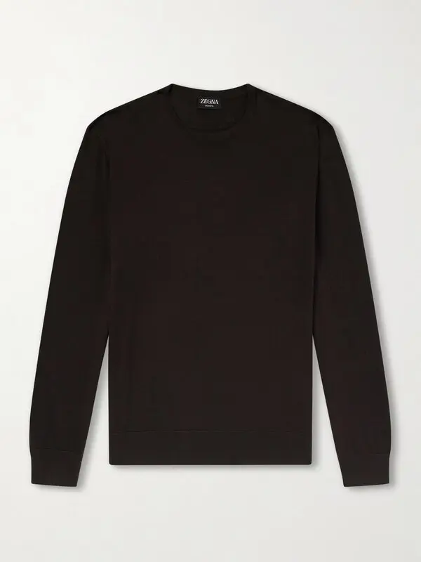 Zegna Cashmere And Silk-blend Sweater - Brown