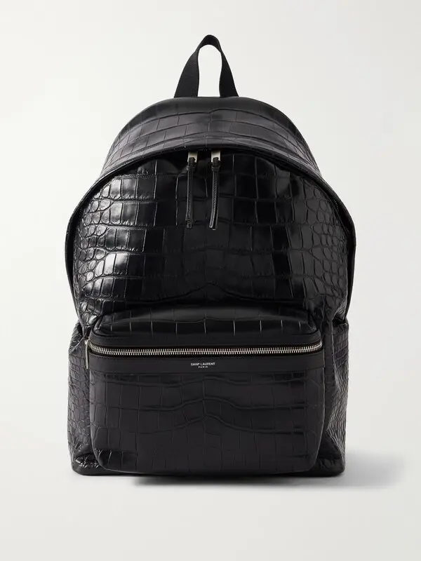 Saint Laurent City Croc-effect Leather Backpack - Black