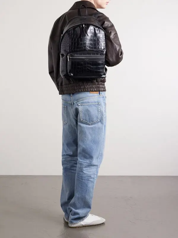 crocodile effect faux leather backpack Blake Embossed Whether youre heading to the office Small Alligator Leather Backpack Purse