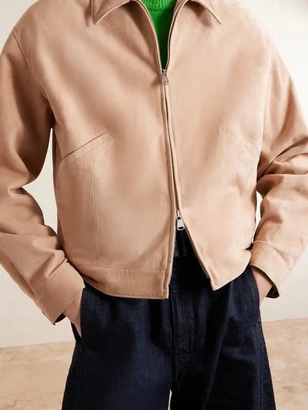 VALSTAR Stan Suede Bomber Jacket - Neutrals