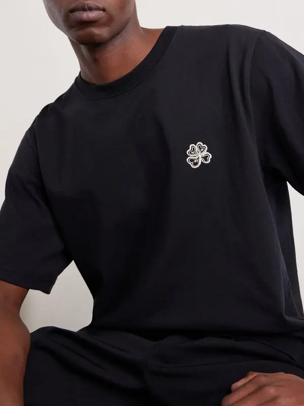 Nn07 Jett 30026 Logo-embroidered Organic Cotton-jersey T-shirt - Black