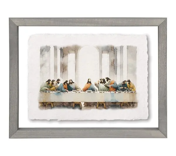 SINCERE SURROUNDINGS 14' Last Supper Art Floati Ng Frame Art - One-color