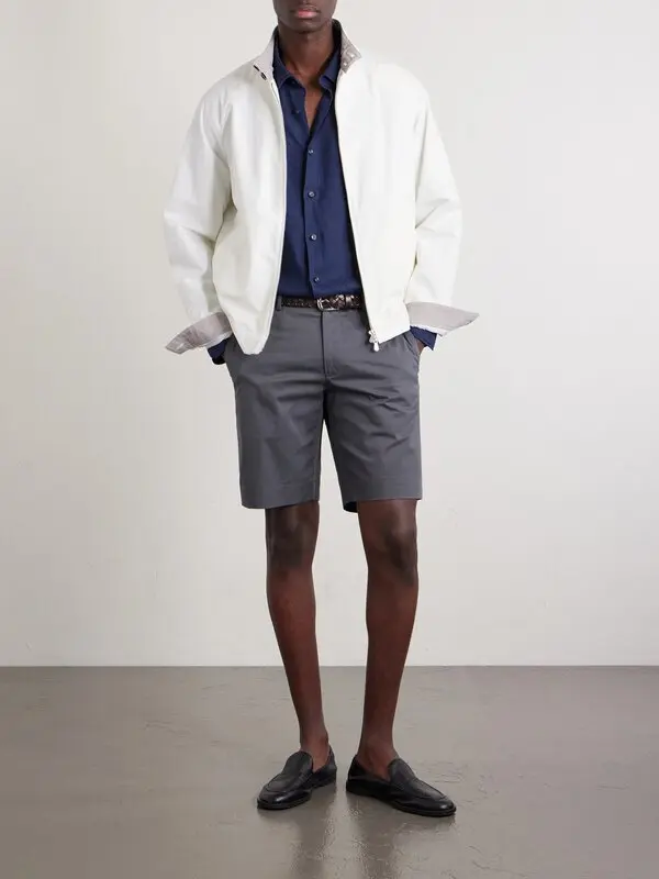 SLOWEAR Slim-fit Cotton-blend Gabardine Chino Shorts - Gray