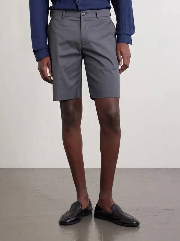 SLOWEAR Slim-fit Cotton-blend Gabardine Chino Shorts - Gray