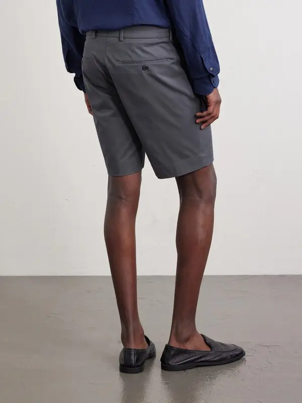 SLOWEAR Slim-fit Cotton-blend Gabardine Chino Shorts - Gray