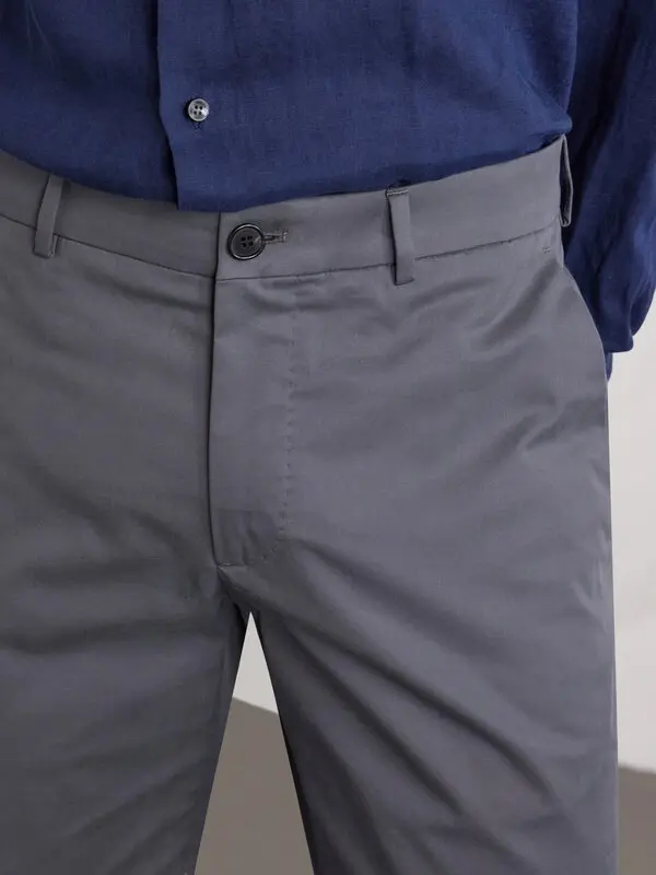 SLOWEAR Slim-fit Cotton-blend Gabardine Chino Shorts - Gray