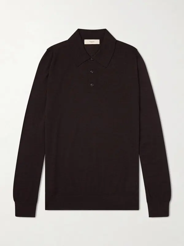 Purdey Wool Polo Shirt - Brown