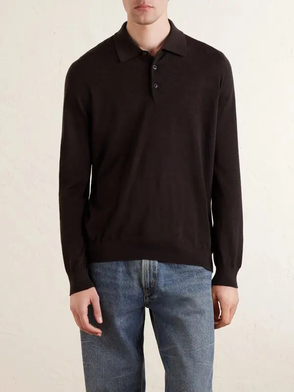 Purdey Wool Polo Shirt - Brown