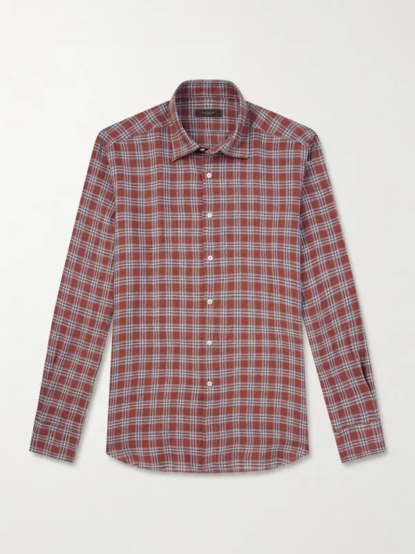 SLOWEAR Checked Linen Shirt