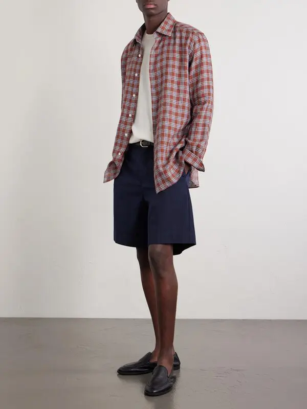 SLOWEAR Checked Linen Shirt