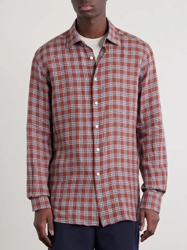 SLOWEAR Checked Linen Shirt