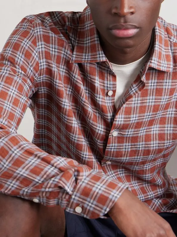 SLOWEAR Checked Linen Shirt