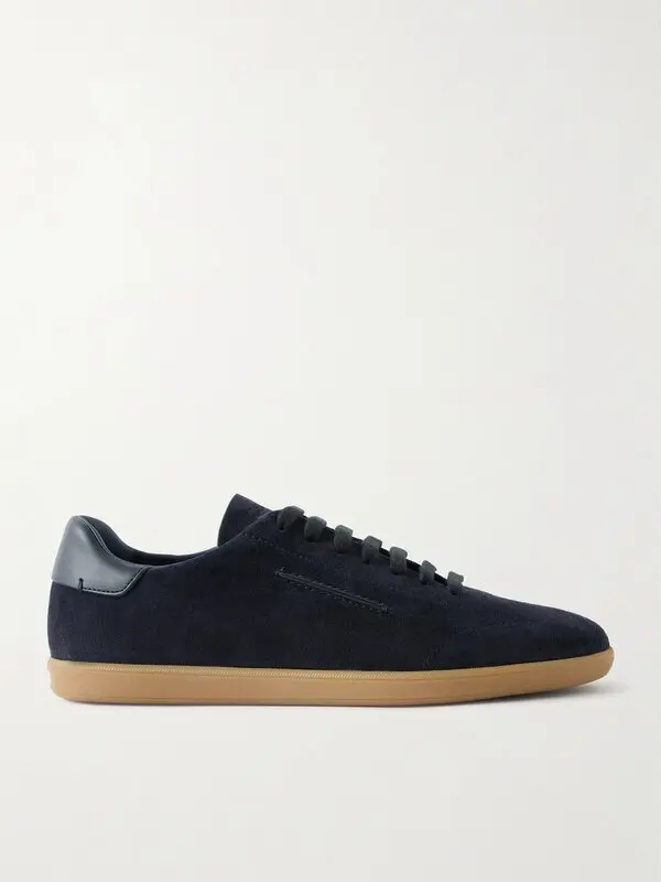 Zegna 232 Leather-trimmed Suede Sneakers - Blue