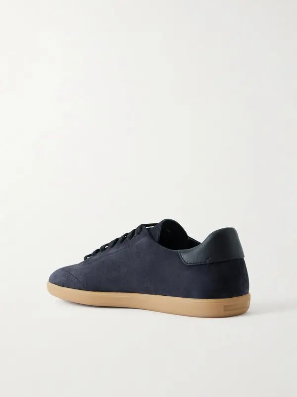 Zegna 232 Leather-trimmed Suede Sneakers - Blue