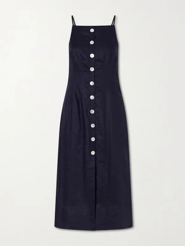 Veronica Beard Georges Linen Midi Dress - Blue