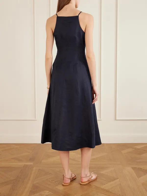 Veronica Beard Georges Linen Midi Dress - Blue