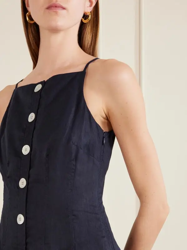 Veronica Beard Georges Linen Midi Dress - Blue