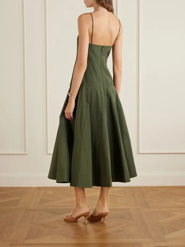 Veronica Beard Ilona Taffeta Midi Dress - Green