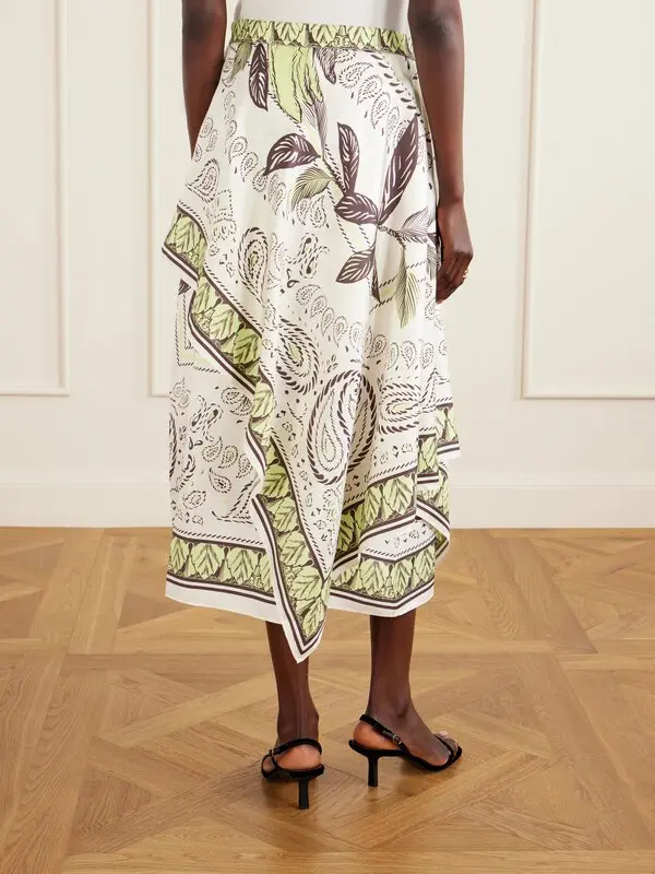 Tory Burch Printed Silk-twill Wrap Skirt - Multi