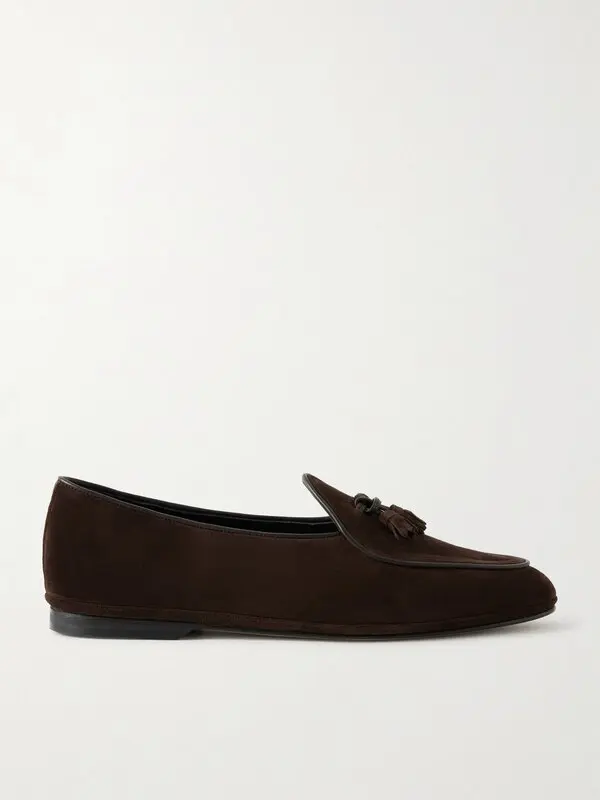 Rubinacci Marphy Tasselled Leather-trimmed Suede Loafers - Brown