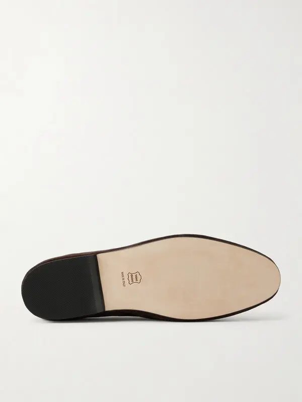 Rubinacci Marphy Tasselled Leather-trimmed Suede Loafers - Brown