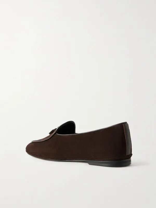 Rubinacci Marphy Tasselled Leather-trimmed Suede Loafers - Brown