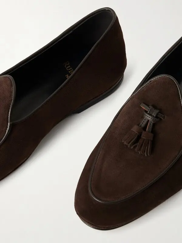 Rubinacci Marphy Tasselled Leather-trimmed Suede Loafers - Brown