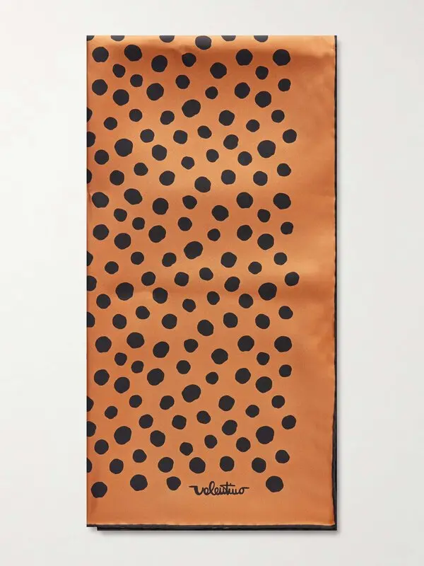 Valentino Garavani Polka-dot Silk-twill Scarf - Brick