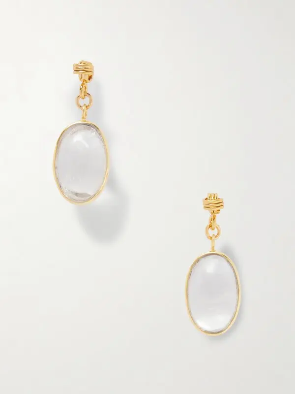 Tohum Design Plated Crystal Drop Earrings - Gold