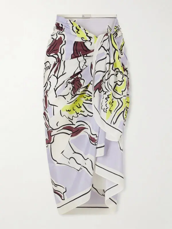 Tory Burch Printed Cotton And Silk-blend Twill Pareo - Purple