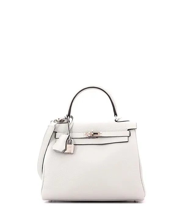 Hermès Kelly 25 Handbag Togo Palladium Hardware - Gris Neve