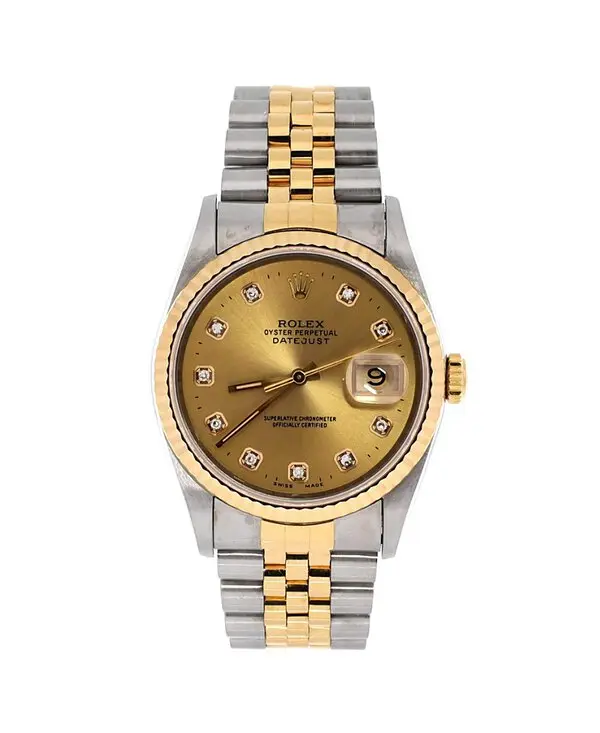 ROLEX Oyster Perpetual Datejust Automatic Watch With Diamond Markers - Dial Color: Gold