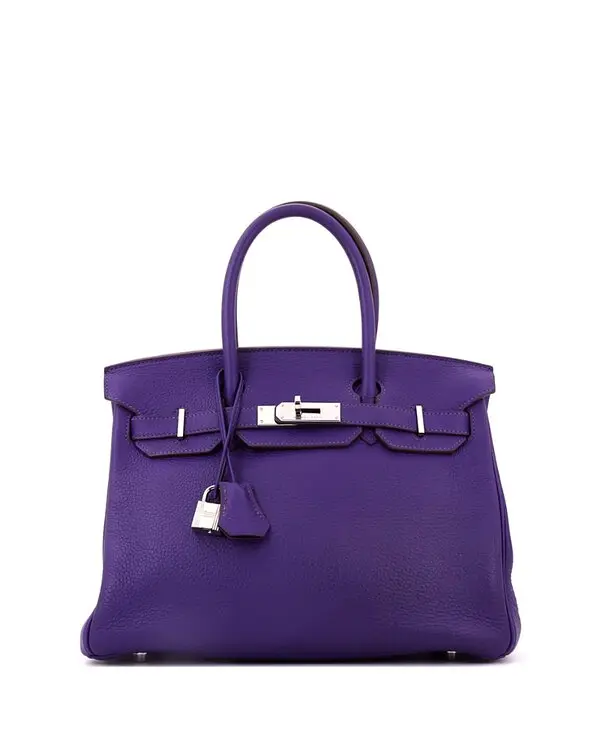Hermès Birkin 30 Handbag Purple Clemence With Palladium Hardware - Iris