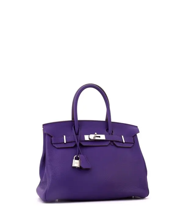 Hermès Birkin 30 Handbag Purple Clemence With Palladium Hardware - Iris