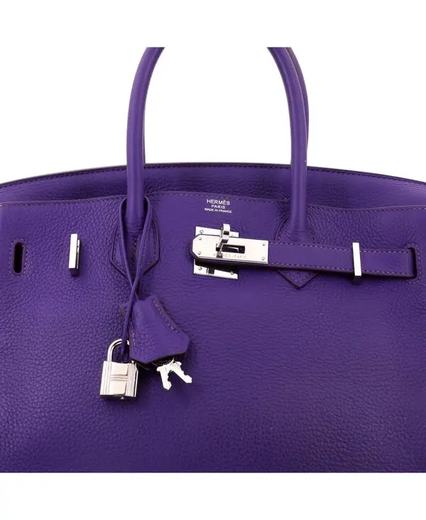 Hermès Birkin 30 Handbag Purple Clemence With Palladium Hardware - Iris