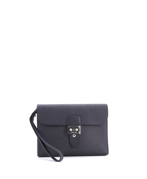 Hermès 24 Sac A Depeches Wristlet Pouch Epsom - Black