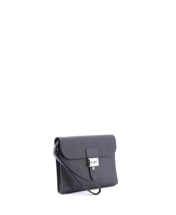 Hermès 24 Sac A Depeches Wristlet Pouch Epsom - Black