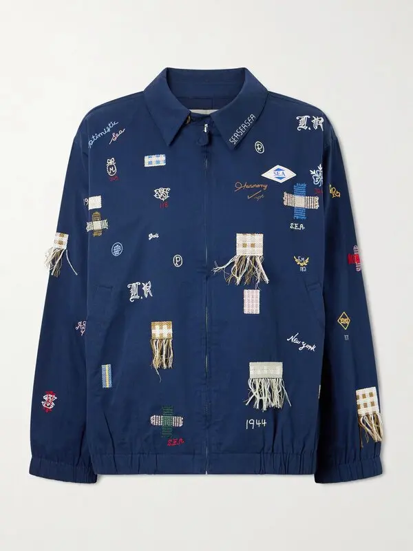 Sea Claira Embroidered Denim Jacket - Blue