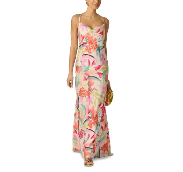 Adrianna Papell Sateen Bias Long Dress