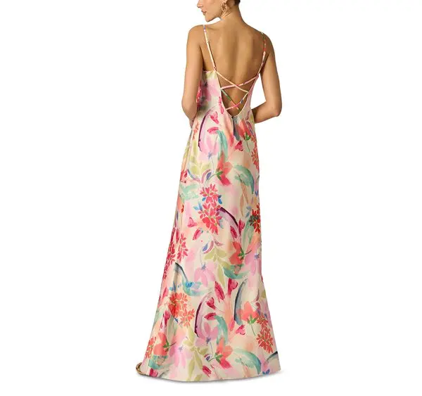 Adrianna Papell Sateen Bias Long Dress