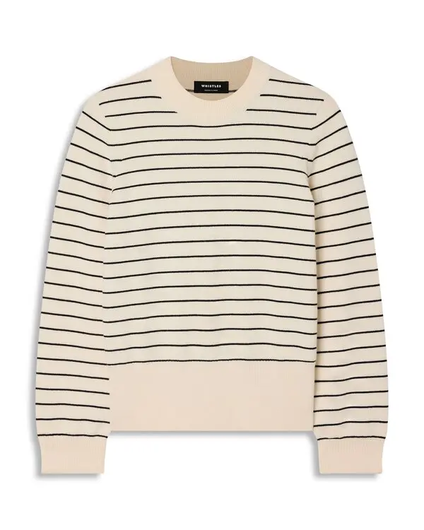 Whistles Classic Stripe Cotton Blend Sweater - Ivory/multi
