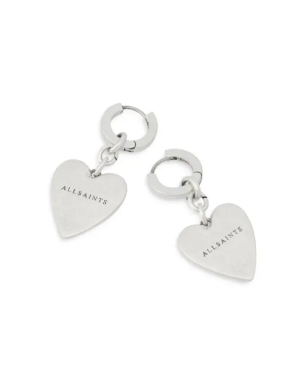 ALLSAINTS Lia Heart Charm Huggie Hoop Earrings