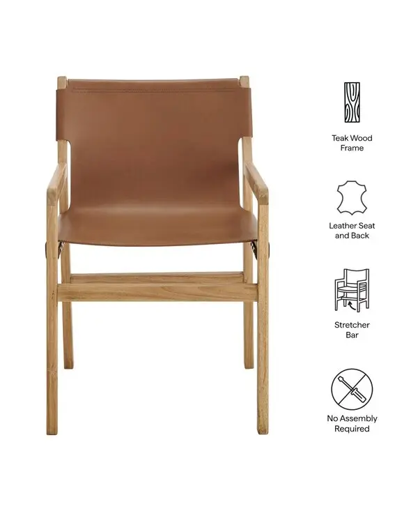 MODWAY Sonora Leather Dining Chair - Chestnut Tan