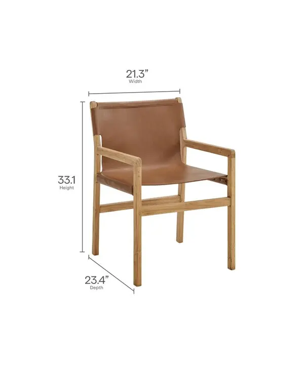 MODWAY Sonora Leather Dining Chair - Chestnut Tan