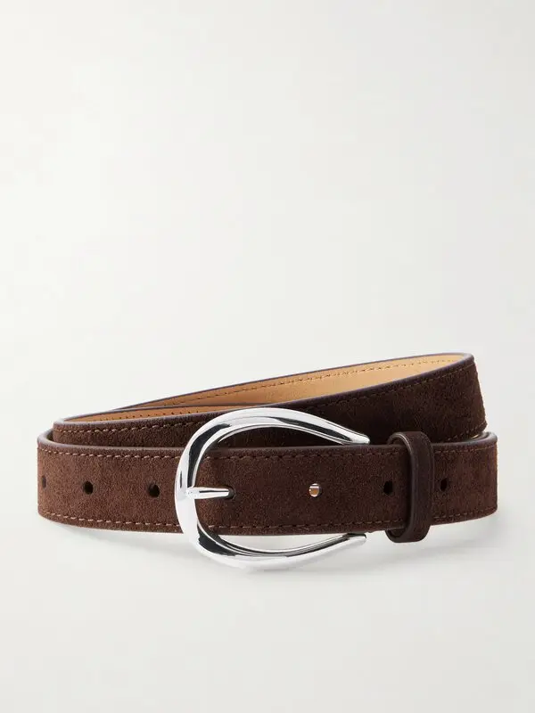 Polo Ralph Lauren Suede Belt With Silver-tone Buckle - Brown